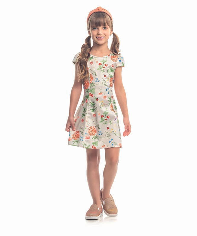 Vestido Infantil Com Estampa Floral 4/8 15102065 - Ascona
